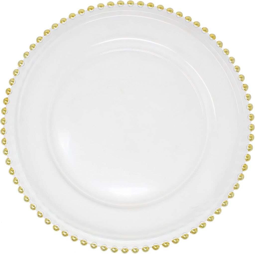Clear Glass Gold Beaded Charger Plate Rental San Diego | Elegant ...