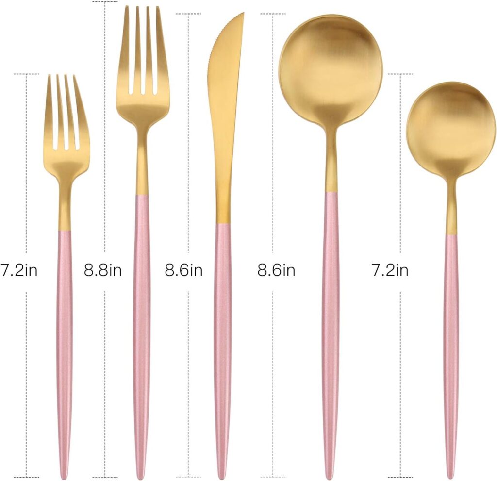 Luxury Pink & Gold Flatware Set – Elegant 5-Piece Event Tableware